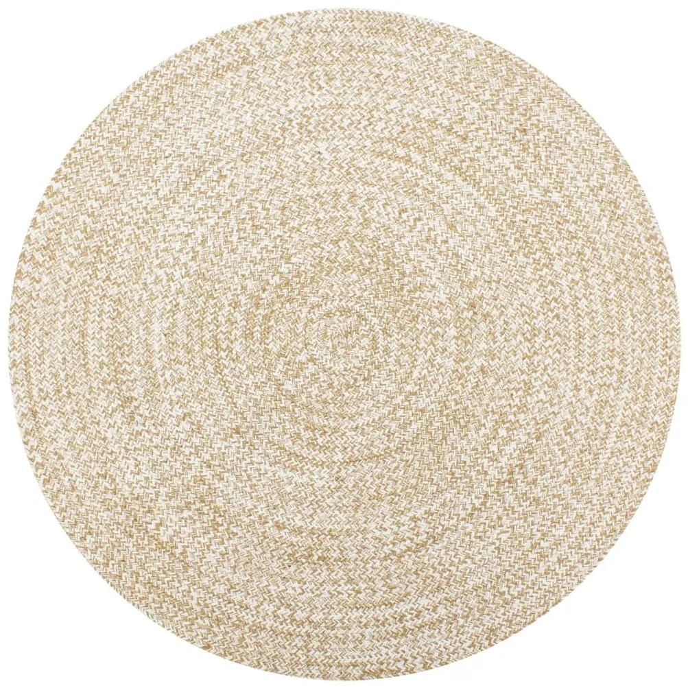 133723 vidaXL Ručně vyráběný koberec juta bílý a přírodní 120 cm