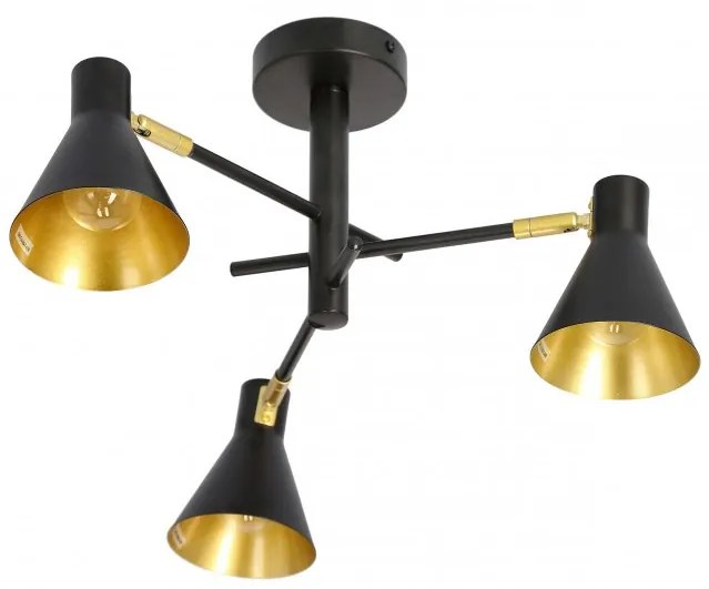 Candellux Černo-zlatý závěsný lustr Less pro žárovku 3x E14