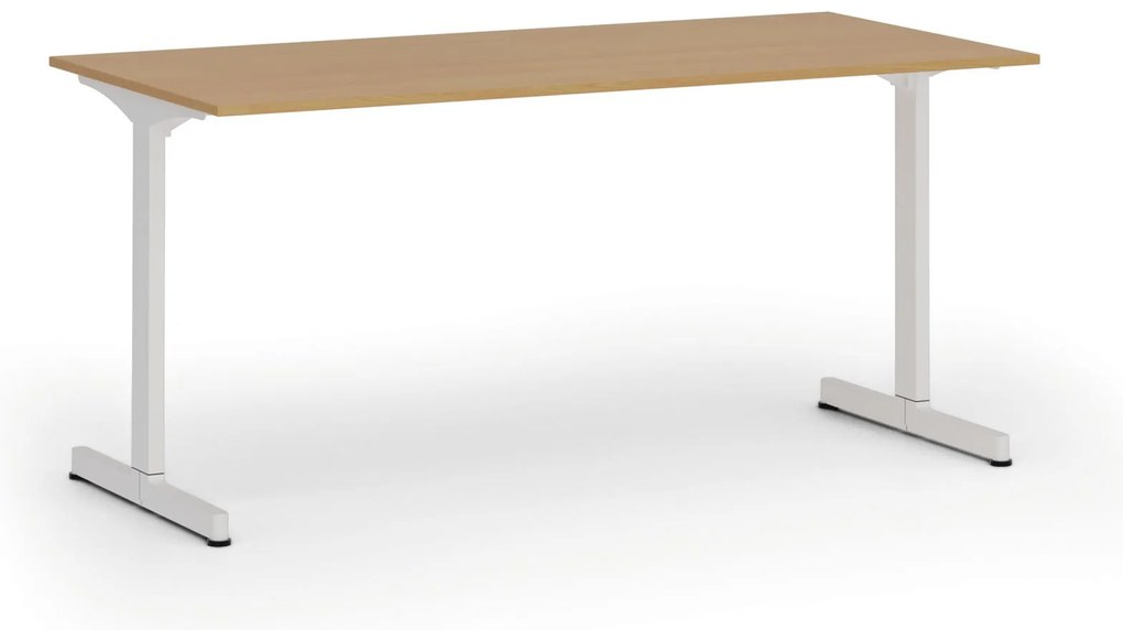 Kancelářský stůl PRIMO BETA, 160x80 cm, bílá podnož, buk
