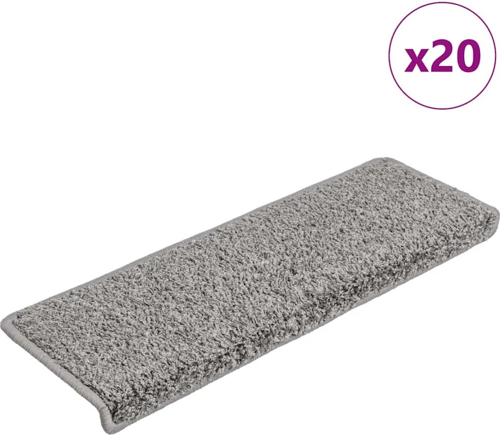 Schodové rohože 20 ks 65 x 21 x 4 cm šedé s obdélníkovým okrajem 3365851