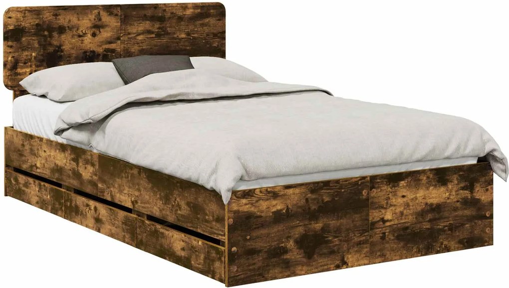Rám postele se zásuvkou Uzený Dub 120 x 200 cm Dřevěný materiál 3412203
