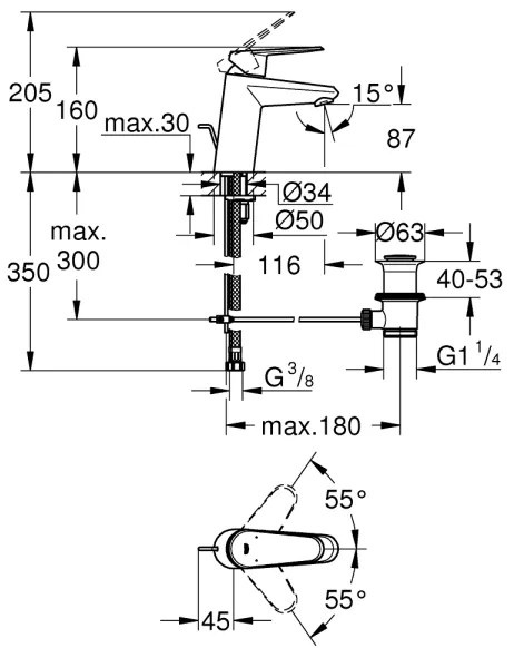 GROHE 3319020E - Umyvadlová baterie EURODISC COSMOPOLITAN velikost S chrom