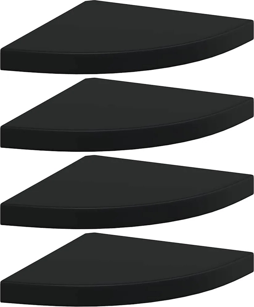 Plovoucí rohové police 4 ks černé 35 x 35 x 3,8 cm MDF 323921