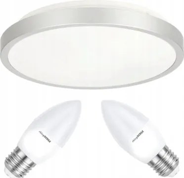 LED stropní svítidlo semo-r silver - 2xe27 ip20 + 2xe27 10w svíčka - teplá bílá