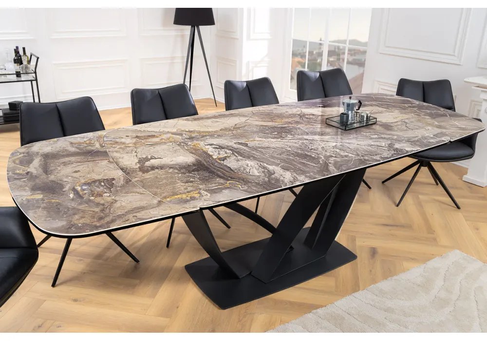 Massive home | Rozkládací keramický jídelní stůl Magma 180-220-260cm taupe mramor