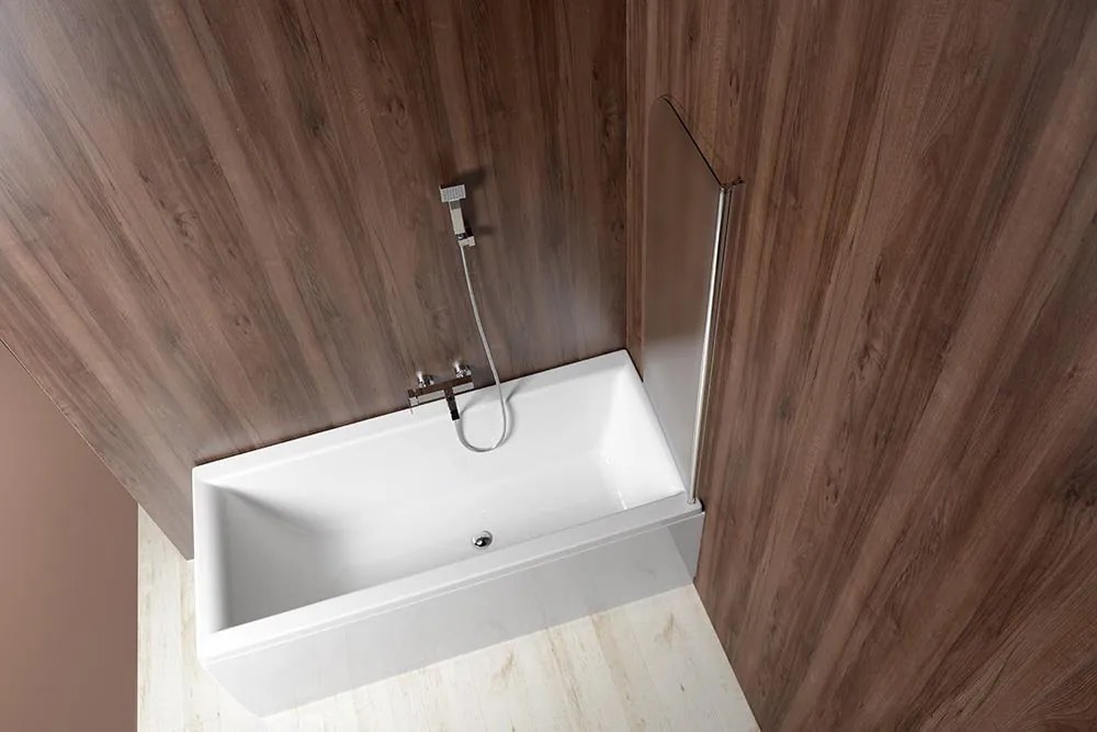 Aqualine Aqualine, VILMA vanová zástěna 600x1400 mm, chrom, pravá, brick sklo, AQ6018P
