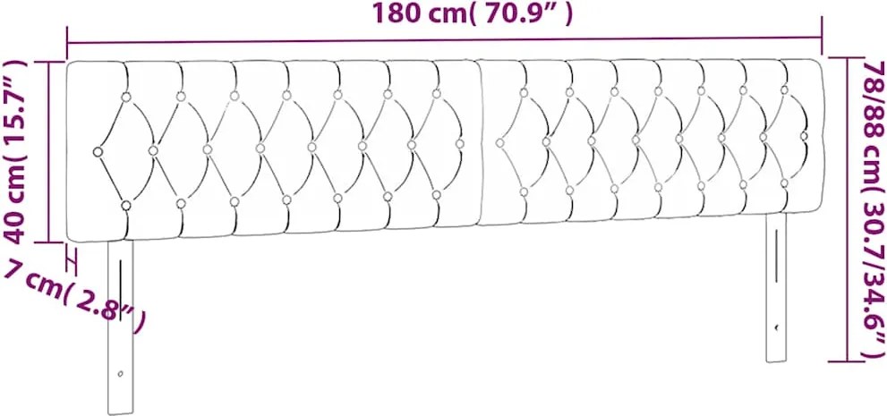 Čelo postele s LED tmavě šedé 180 x 7 x 78/88 cm textil 3121963
