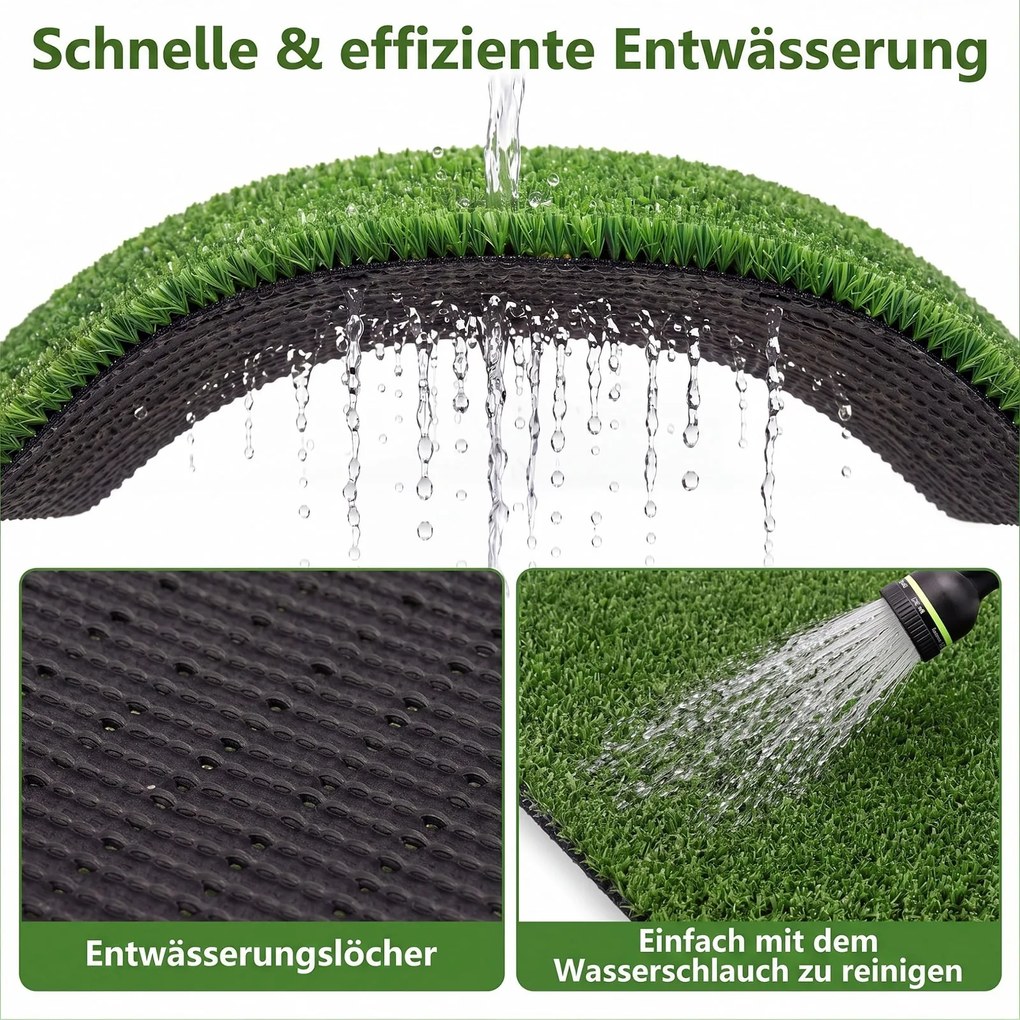 Costway 7 mm umělý trávník venkovní green s drenážním systémem v přírodním