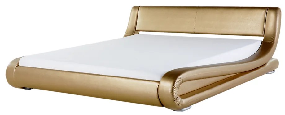 Zlatá kožená postel 160x200 cm - AVIGNON