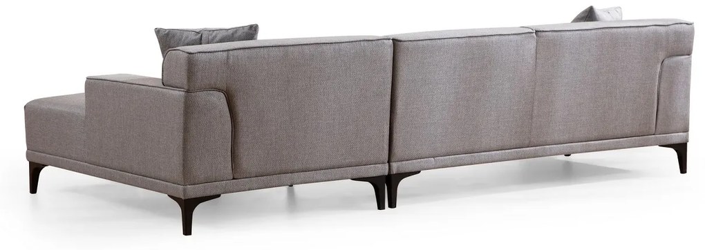 Designová rohová sedačka Dellyn 250 cm světle šedá - pravá