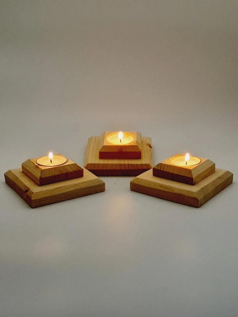 Dekorace Dřevo výrobky Dřevěný set 3 kalíšků na čajové svíčky 9/PR