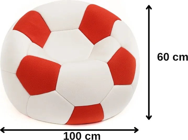 Sedací vak fotbalový míč bílo-červený EMI