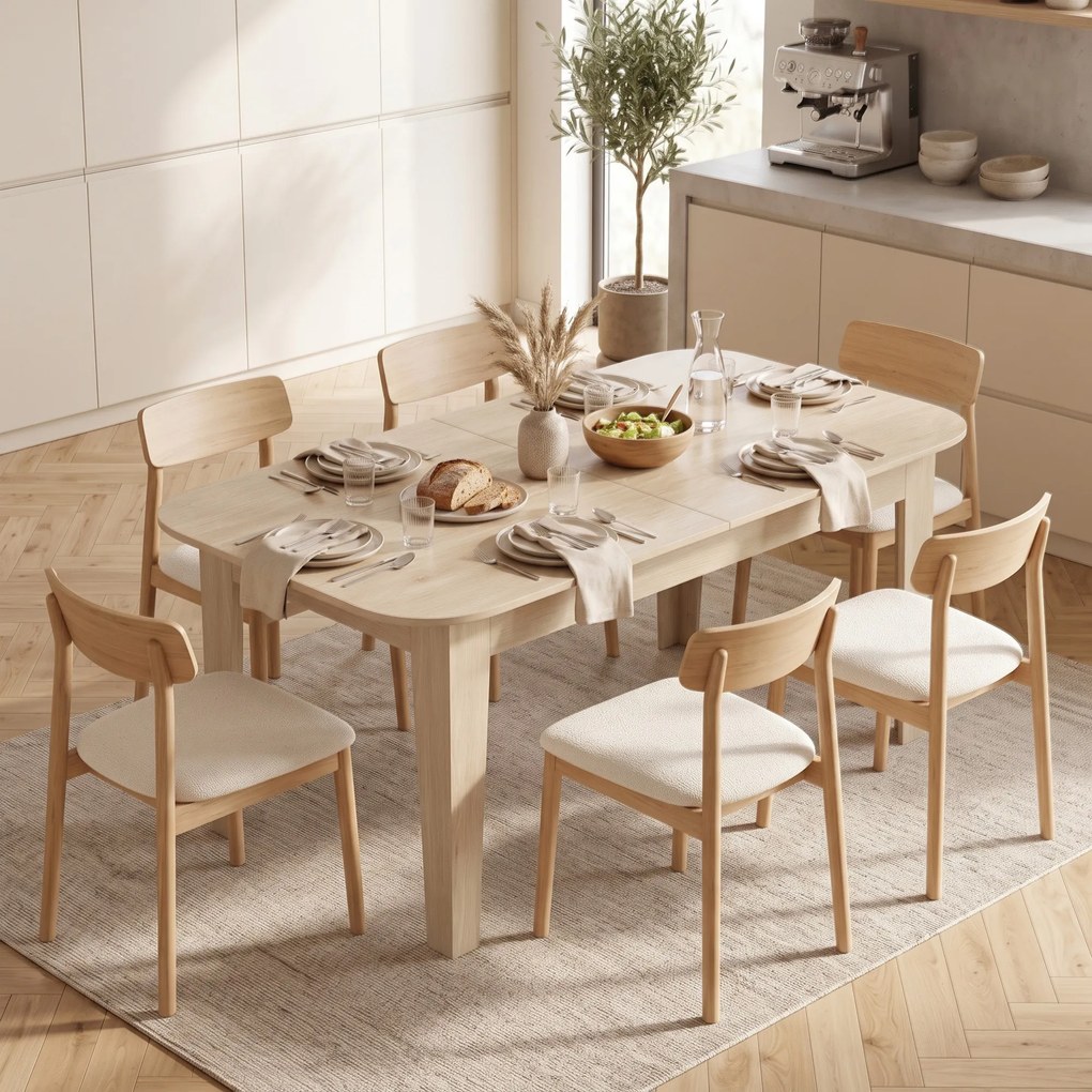 HOMCOM oválný rozkládací jídelní stůl, 140-180 cm, dub