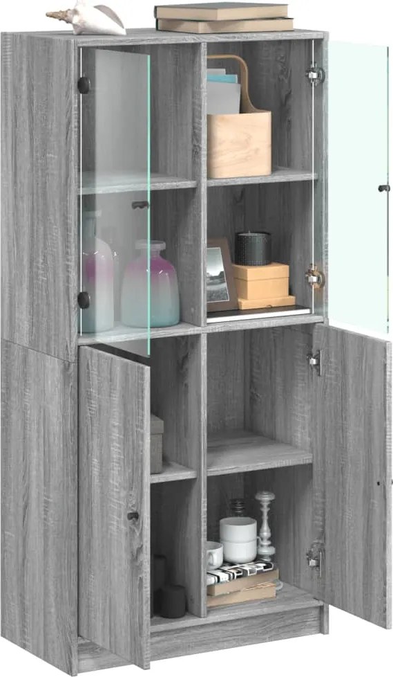 Highboard s dvířky šedý sonoma 68x37x142 cm kompozitní dřevo 3295869