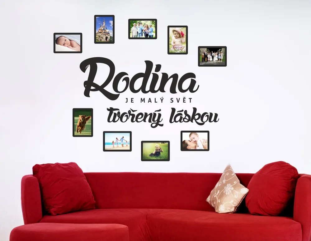 Samolepky na zeď - Rodina s Fotorámečky Barva: Modrá střední