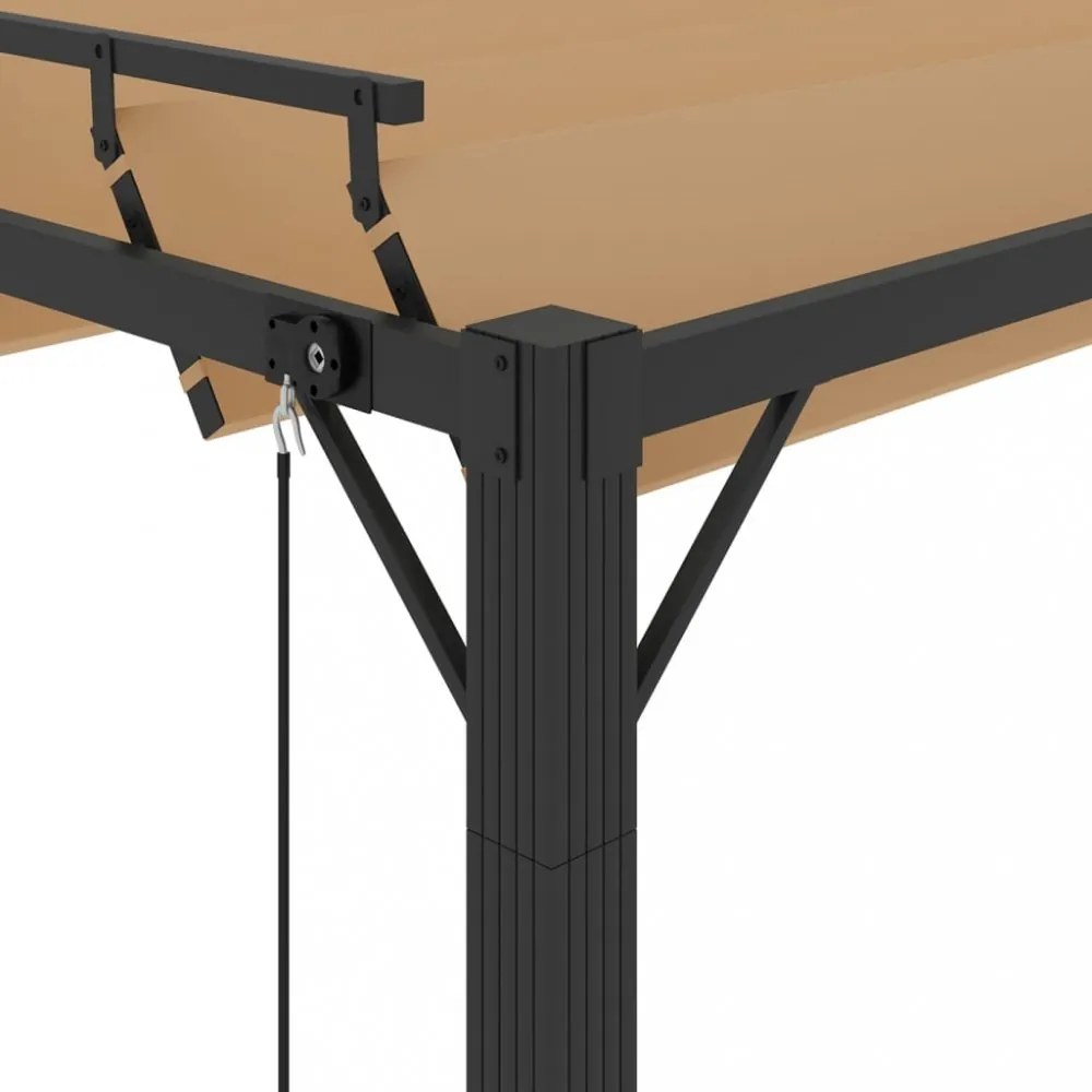 Pergola s lamelovou střechou 3 x 4 m hliník / látka Dekorhome Krémová