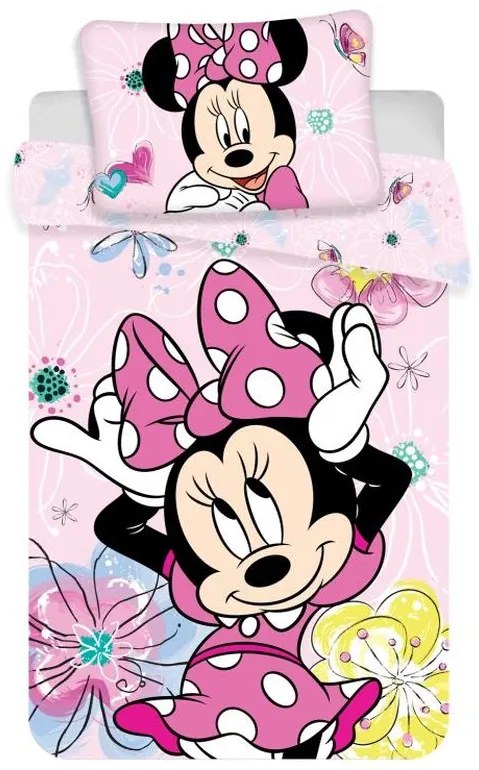 JERRY FABRICS Povlečení do postýlky Minnie butterfly 02 baby Bavlna, 100/135, 40/60 cm