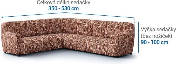 Bielastické potahy UNIVERSO NOVÉ žíhané hnědé rohová sedačka (š. 350 - 530 cm)