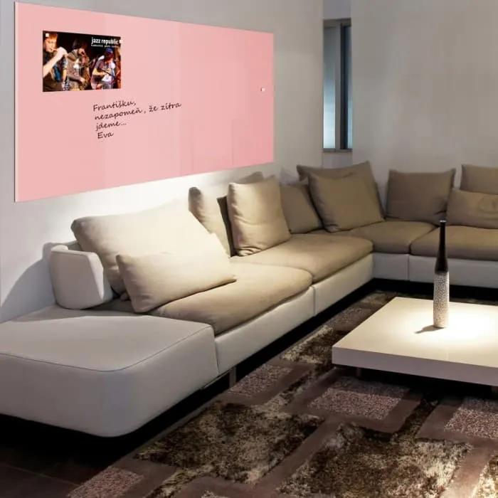 Růžová tělová firemní skleněná magnetická tabule Smatab® - 120 × 180 cm