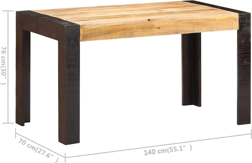 Jídelní stůl 140 x 70 x 76 cm masivní hrubé mangovníkové dřevo 289654