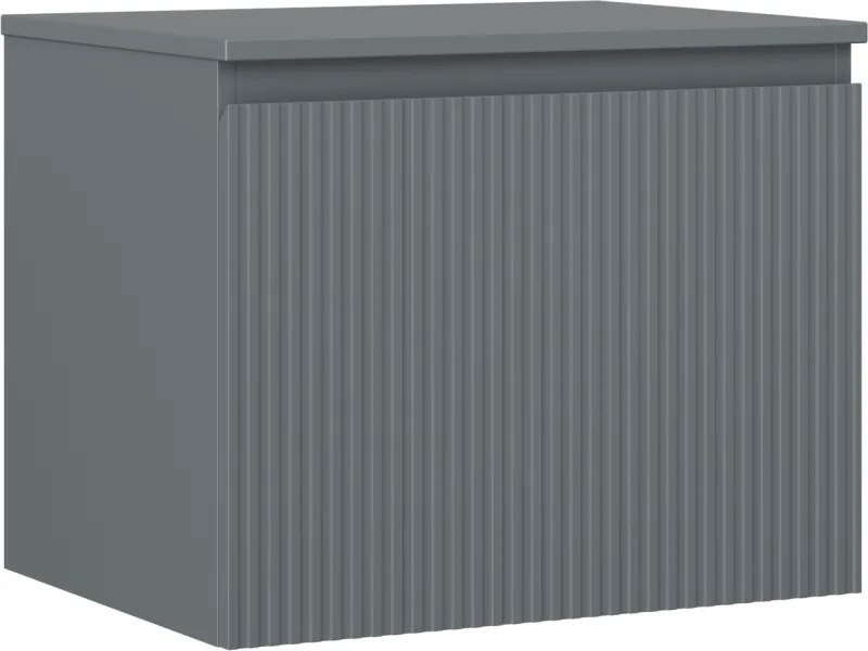 Mexen Rivel, koupelnová skříňka 60 cm s horní deskou, 1 zásuvka, drážkovaná, grafitová matná, 91A20-06047-1-BFC66