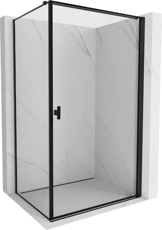 Mexen Mist-B, 1-křídlý ​​výklopný sprchový kout, pravý, 90 x 85 cm, čiré sklo-černý rám, 8A2T-090-085-70-70-P