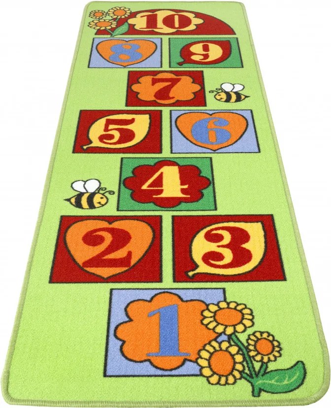 Vesna | Dětský koberec 708 Hop Play Carpet zelený 67x200 cm