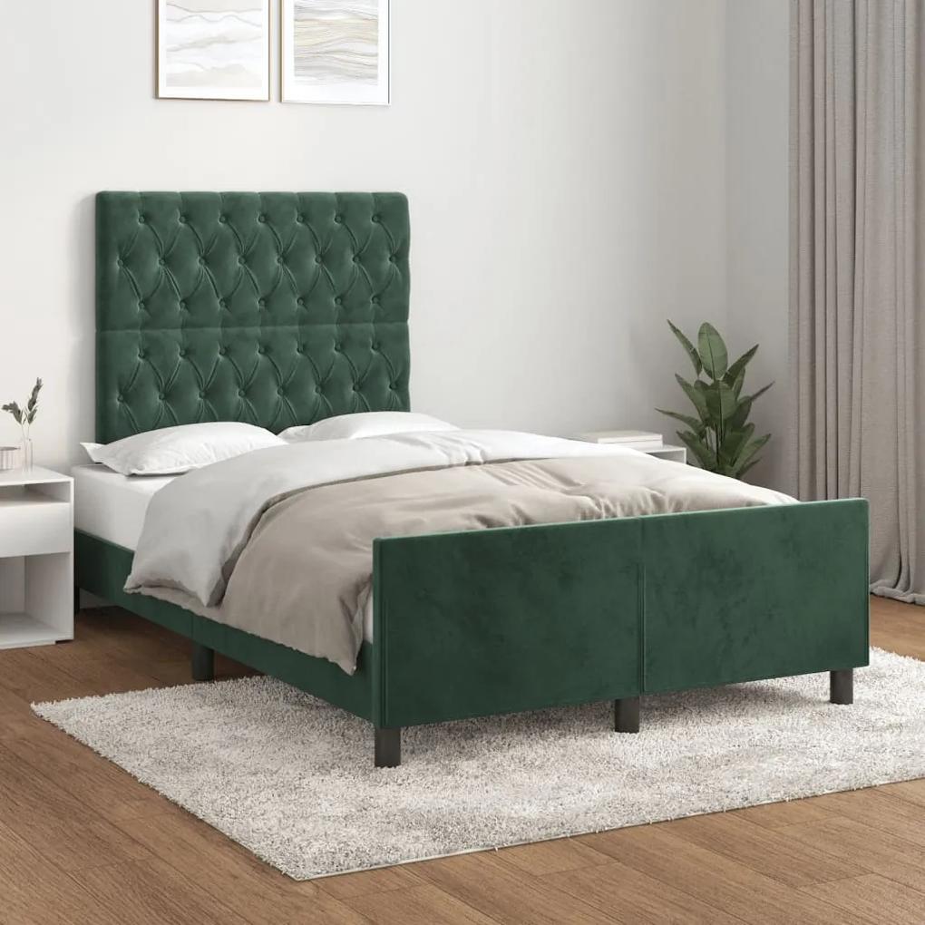 Rám postele s čelem tmavě zelený 120 x 190 cm samet