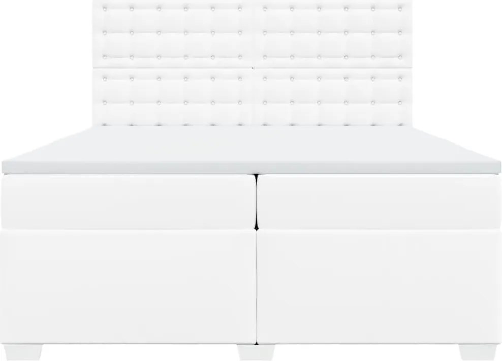 Box spring postel s matrací bílá 200x200 cm umělá kůže 3293037