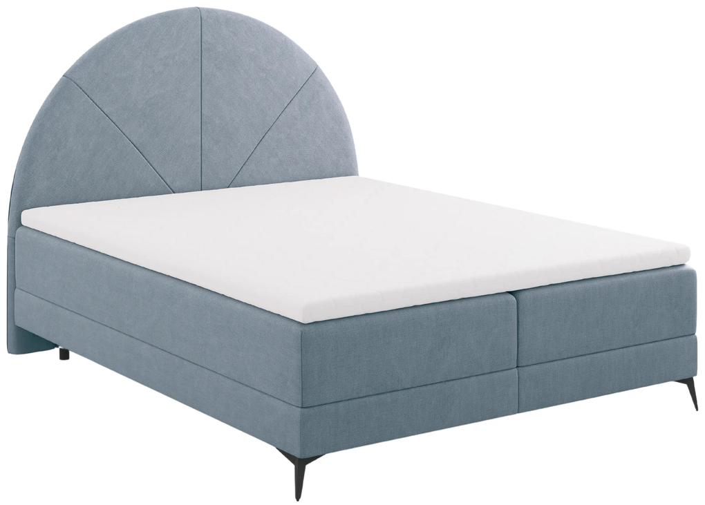 Světle modrá čalouněná dvoulůžková postel boxspring Cosmopolitan Design Sunset 160 x 200 cm
