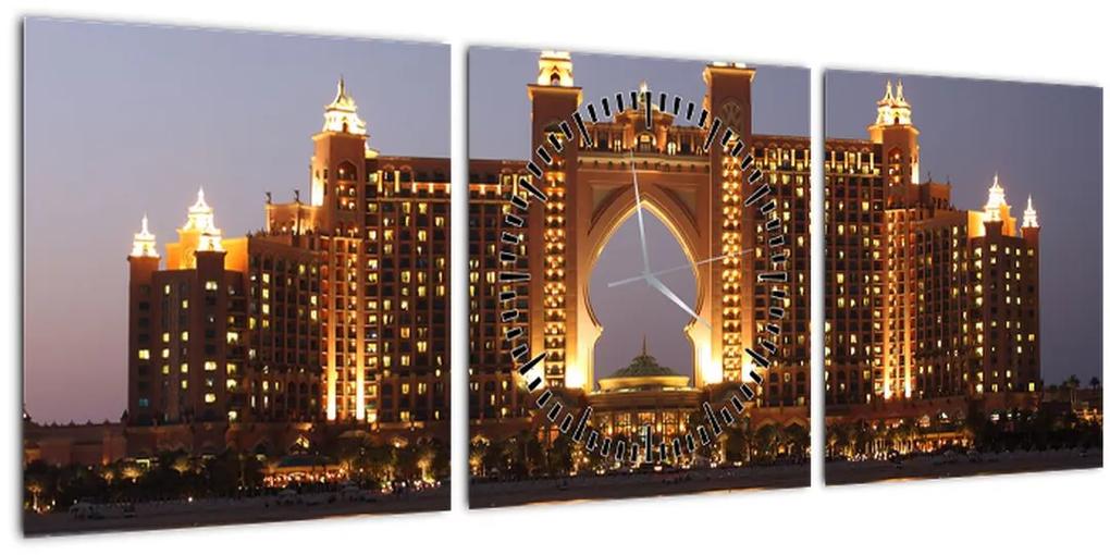 Obraz stavby v Dubaji (s hodinami) (90x30 cm)