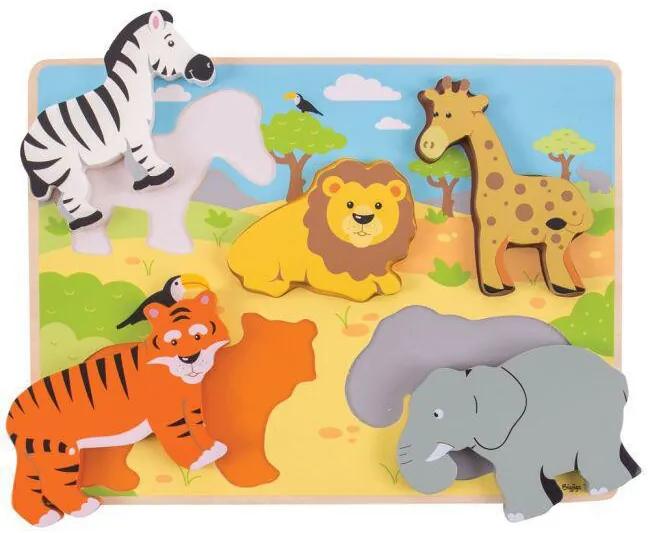 Bigjigs Toys Hrubé vkládací puzzle safari
