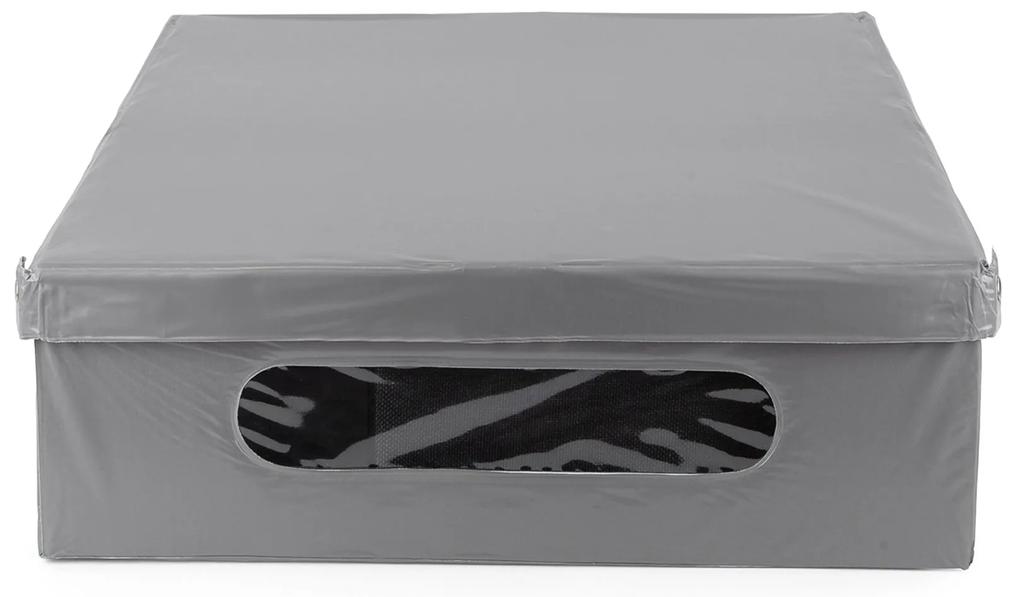 Skládací úložná kartonová krabice  Compactor, potažená PVC,  58 x 48 x 16 cm, šedá