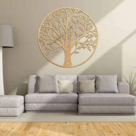 Dřevěný Strom života v kruhu | Elegantní dekorace na zeď | SENTOP PR0217