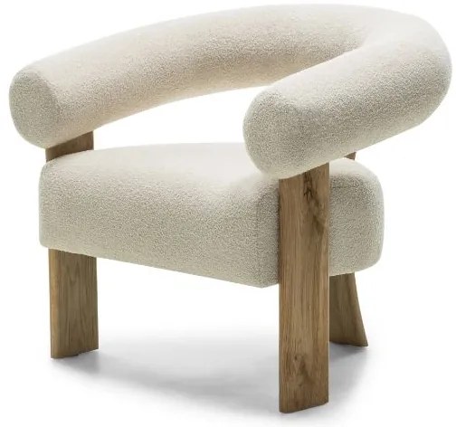 Krémové designové křeslo KOKEI, dub