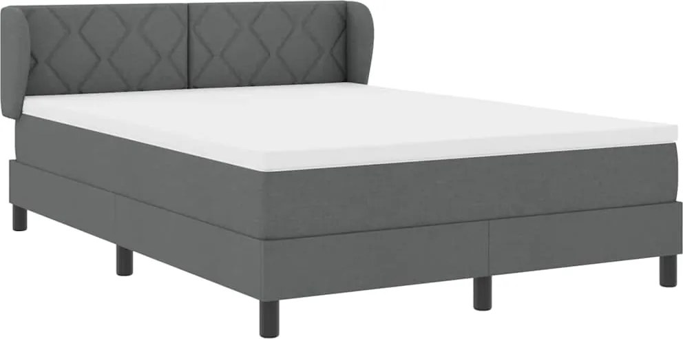 Postel s boxspringem s čelo Tmavě šedá 140 x 190 cm textil 3340081