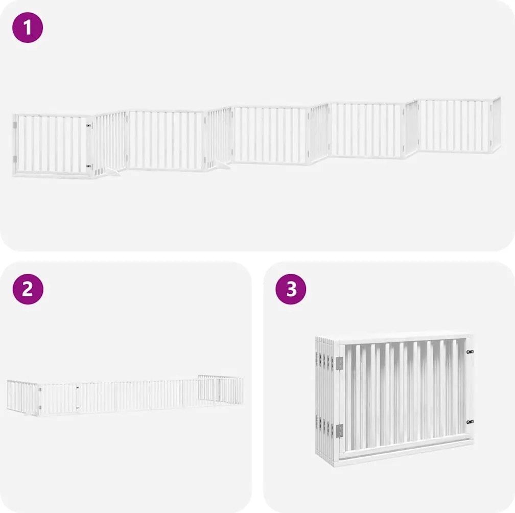 Zábrana pro psy s dvířky skládací 10 panelů bílá 800 cm topol 3155563