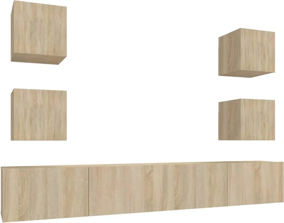 6dílný set TV skříněk dub sonoma kompozitní dřevo 3114264
