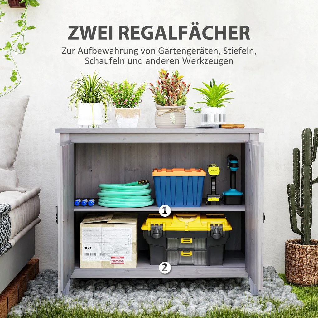 Zahradní kabinet Outsunny, dřevěná odolná kůlna na nářadí 110x60x88,5cm, zahradní domek s dvěřmi, policemi, skříní na nářadí, kůlna na zahradu pro pa…