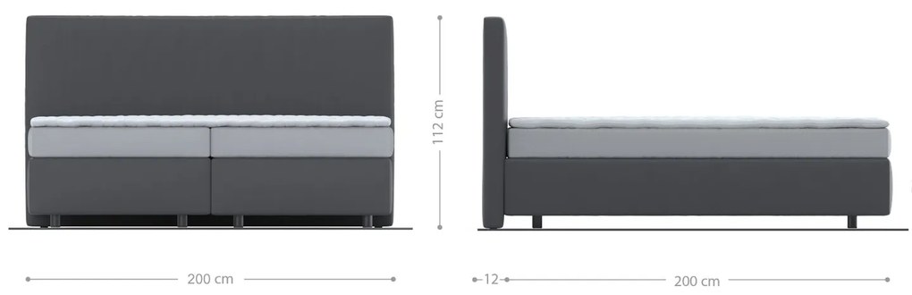 DELIFE Boxspring postel Dream-Well mikrovlákno béžová 200x200 cm bonellová matrace PU topper
