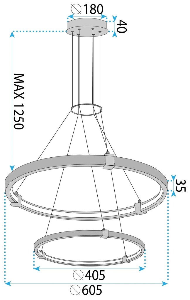 Toolight Toolight, LED stropní osvětlení, 60W, 3000K, LHJ037-CP2, zlatá, OSW-50017