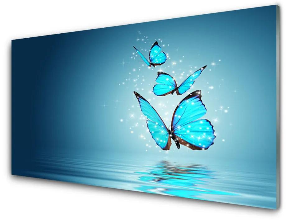 Obraz na skle Motýli Voda Umění 120x60 cm