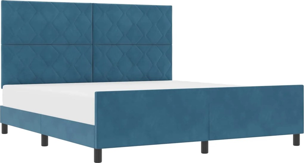 Postel s boxspringem s čelo Tmavě modrá 180 x 200 cm samet 3345027