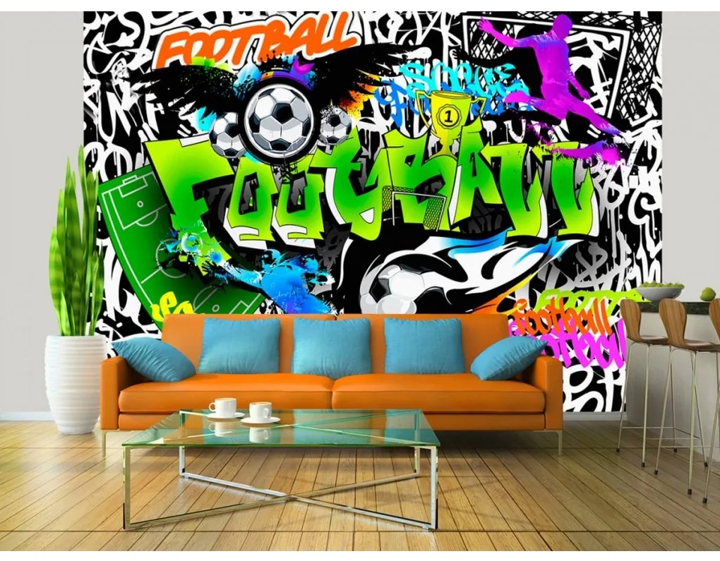 Graffiti - fotbal Rozměry (š x v) a Typ: 300x210 cm - vliesové