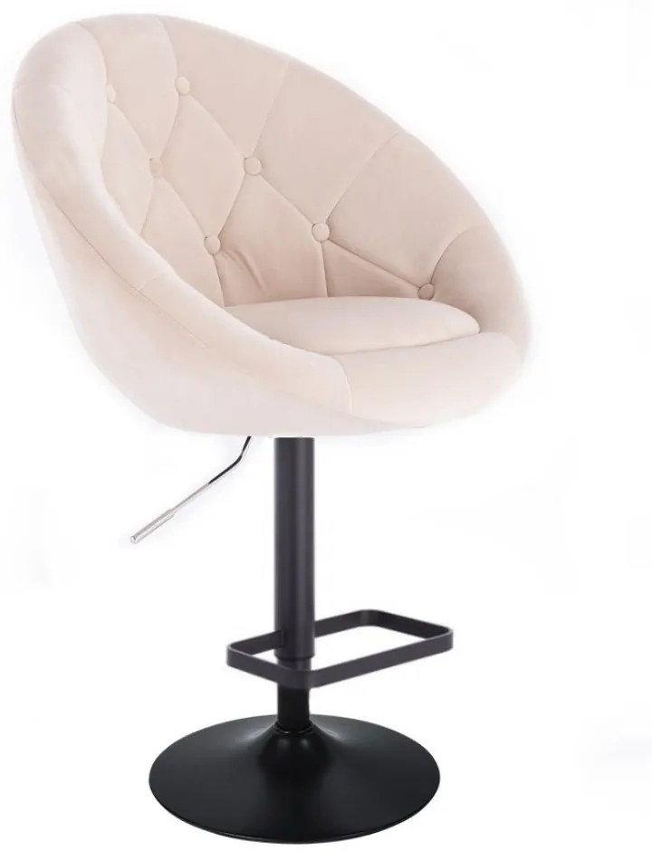 LuxuryForm Barová židle VERA VELUR na černém talíři - krémová