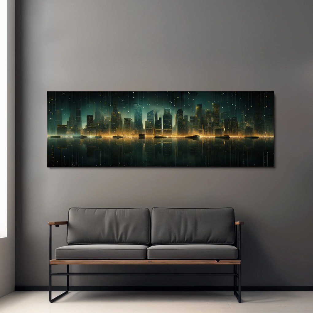 Obraz na plátně - Futuristické město - Abstrakce - Metropole budoucnosti FeelHappy.cz Velikost obrazu: 120 x 40 cm