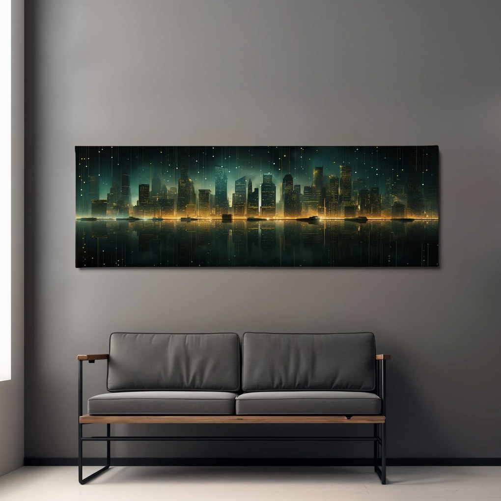 Obraz na plátně - Futuristické město - Abstrakce - Metropole budoucnosti FeelHappy.cz Velikost obrazu: 150 x 50 cm