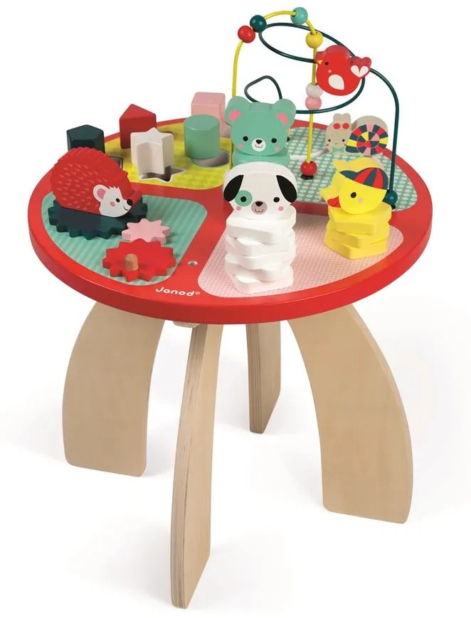 Janod dřevěný interaktivní hrací stolek Baby Forest J08018