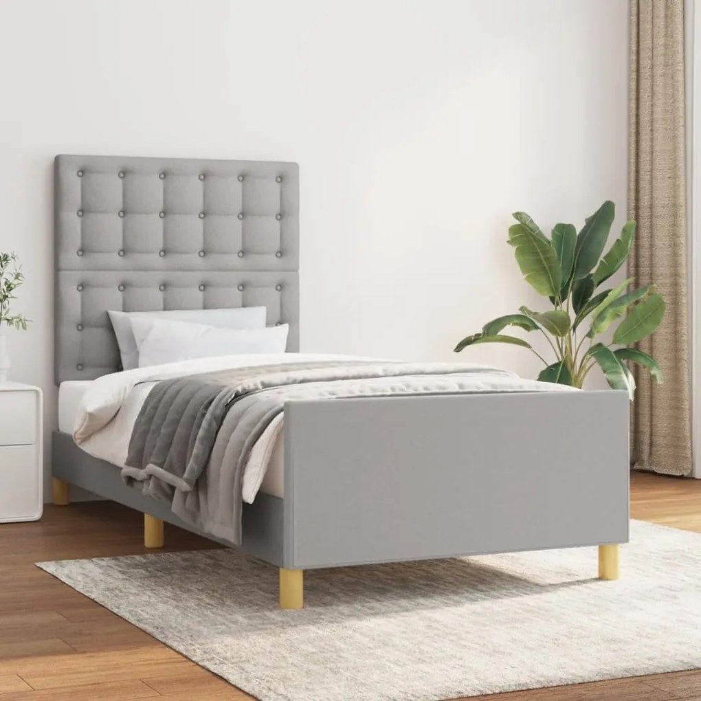 Rám postele bez matrace světle šedá 100 x 200 cm textil 3125357