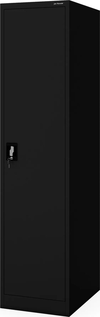 Kovová kancelářská skříň na spisy a dokumenty hluboká, černá, 450x1850x600 mm: ALEX D600
